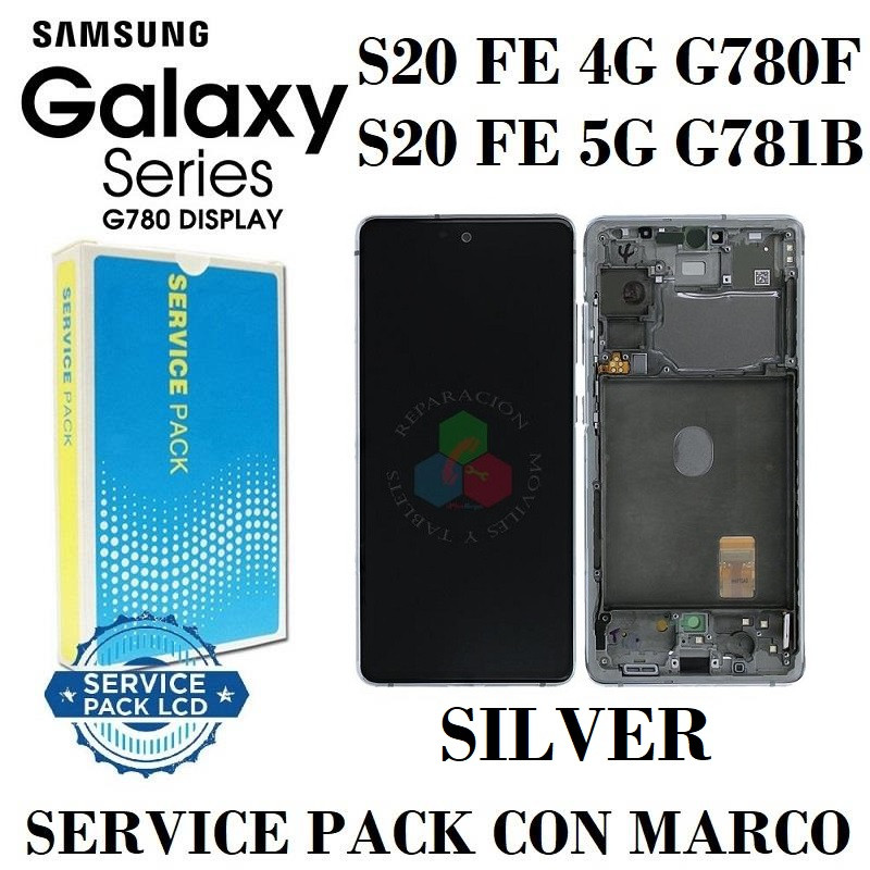 SAMSUNG S20 FE 4G G780F G780 / S20 FE 5G G781 G781B - PANTALLA SERVICE PACK CON MARCO - SILVER ...