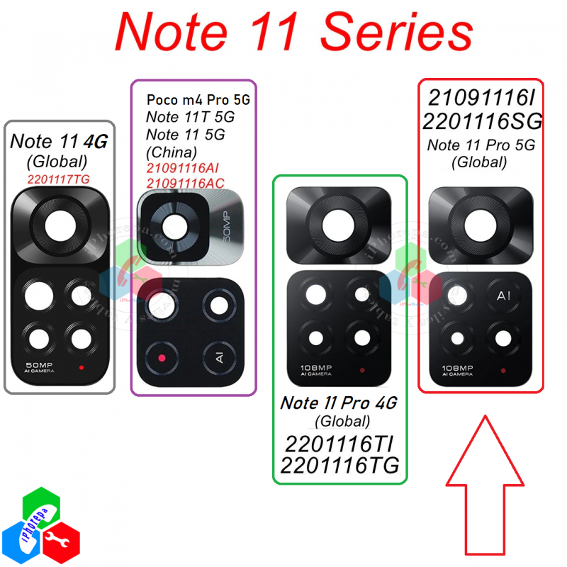 Xiaomi Redmi Note 11 Pro 5G 2022 2201116SG - CRISTAL LENTE DE CAMARA ...